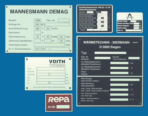 Typenschilder – Schilderfabrik Schäfer